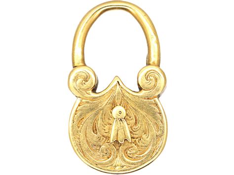 Georgian Small Gold Engraved Padlock 633w The Antique Jewellery Company