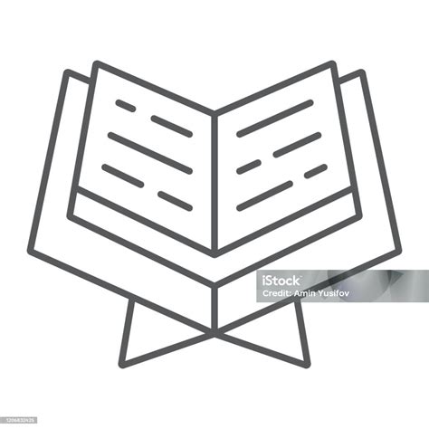 오픈 코란 책 얇은 라인 아이콘 라마단과 종교 오픈 꾸란 책 기호 벡터 그래픽 흰색 배경에 선형 패턴 Eps 10 0명에 대한 스톡 벡터 아트 및 기타 이미지 Istock