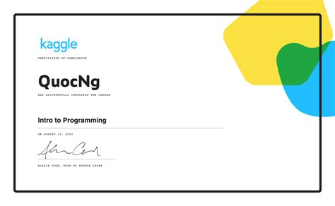 quocng completed the intro to programming course on kaggle