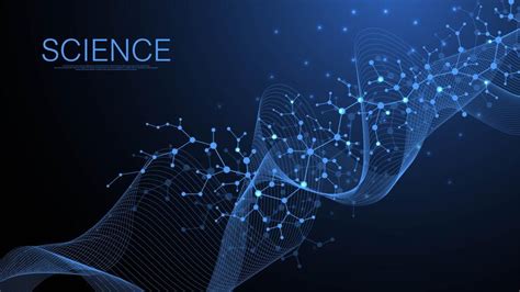 분자 구조 배경입니다 Dna 분자가 있는 과학 템플릿 벽지 또는 배너입니다 추상 과학 분자 배경입니다 웨이브 흐름 혁신