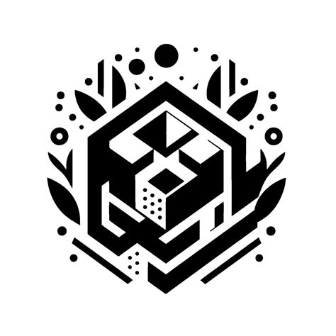 Geometric Black And White Abstract Featuring A Central Cubical