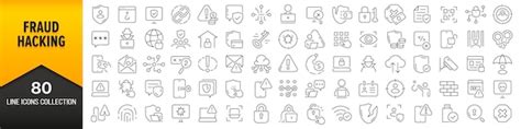 Premium Vector Fraud And Hacking Line Icons Collection Big Ui Icon