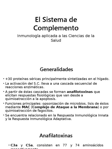 El Sistema De Complemento Pdf Sistema Complementario Biología