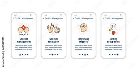 Conflict Management Onboarding Mobile App Screens Resolving Conflict