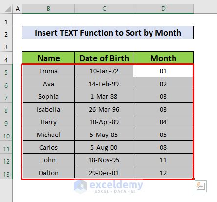 How To Sort By Month In Excel 4 Methods ExcelDemy