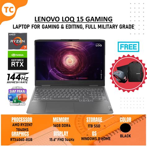 Jual Laptop Lenovo Loq Gaming Amd Ryzen Hs Gb Ddr Tb Ssd Rtx Gb Hz Shopee
