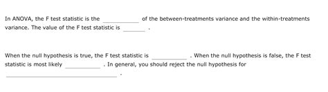 Solved 5 Anova Calculations And Rejection Of The Null