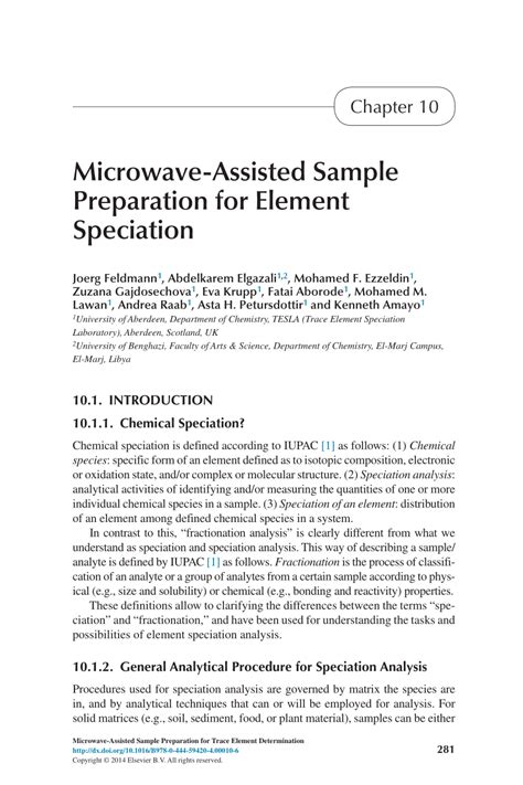 Pdf Microwave Assisted Sample Preparation For Element Speciation