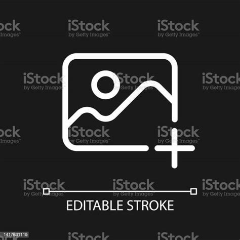 어두운 테마를위한 그림 픽셀 완벽한 흰색 선형 Ui 아이콘 추가 개념에 대한 스톡 벡터 아트 및 기타 이미지 개념 검은색 그래픽 사용자 인터페이스 Istock