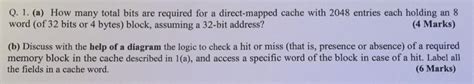 solved how many total bits are required for a direct mapped