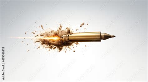 Bullet In Slow Motion Leaving A Trail Of Fire Smoke And Debris Behind