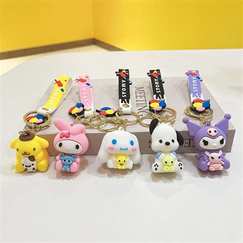 귀여운 산리오 마이멜로디 헬로 키티 쿠로미 온폼푸린 키체인 귀여운 자동차 열쇠 고리 애니메이션 학교 가방 키체인 참 Aliexpress