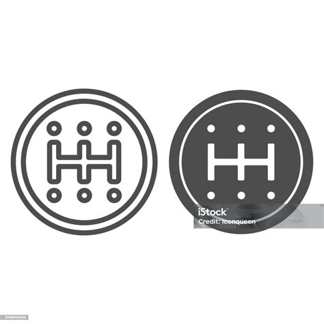 변속기 패널 라인과 솔리드 아이콘 자동차 서비스 개념 벡터 그래픽 변속 기어 흰색 배경에 속도 제어 체계 기호 모바일 또는 웹 디자인용 윤곽선 스타일 아이콘 가지 식물