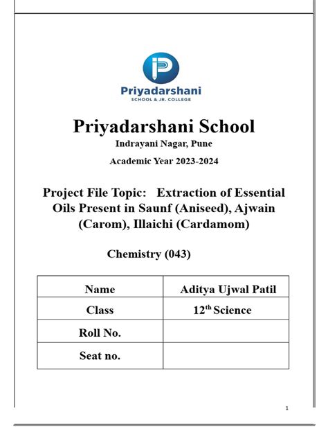 Aditya Patil Chemistry Project Pdf Essential Oil Chemistry