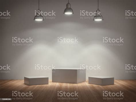 디스플레이 디자인 빈 제품 스탠드 램프 빛에 대 한 플랫폼에 대 한 받침대 자리3d 렌더링 매장 상품진열에 대한 스톡 사진 및 기타 이미지 Istock