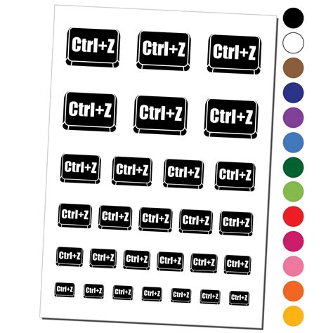 Ctrl Z Undo Button Water Resistant Temporary Tattoo Set Fake Body Art Collection Purple