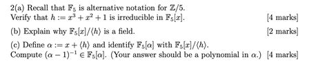 Solved 2a Recall That F5 Is Alternative Notation For