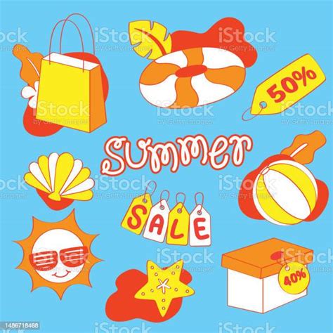 낙서 여름 세일 포스터 배너 전단지 또는 기타에 대한 손 그리기 스타일 그림 계절에 대한 스톡 벡터 아트 및 기타 이미지 계절 낙서 드로잉 다중 색상 Istock