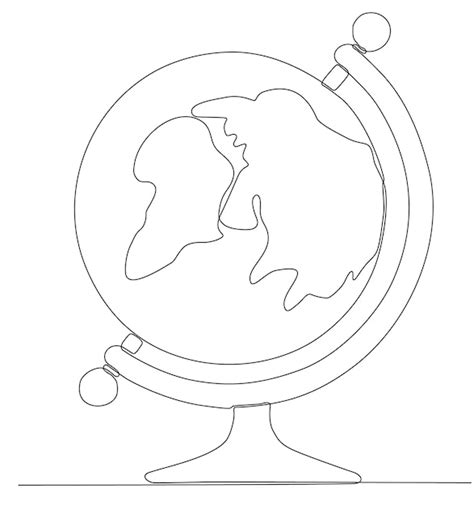 세계 지구 연속 선 그리기 프리미엄 벡터