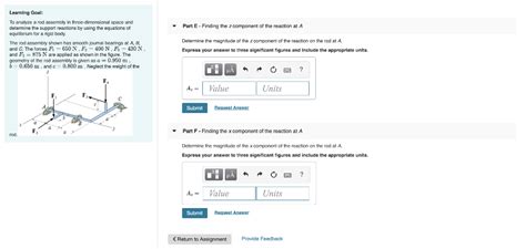 solved part e finding the z component of the reaction at a