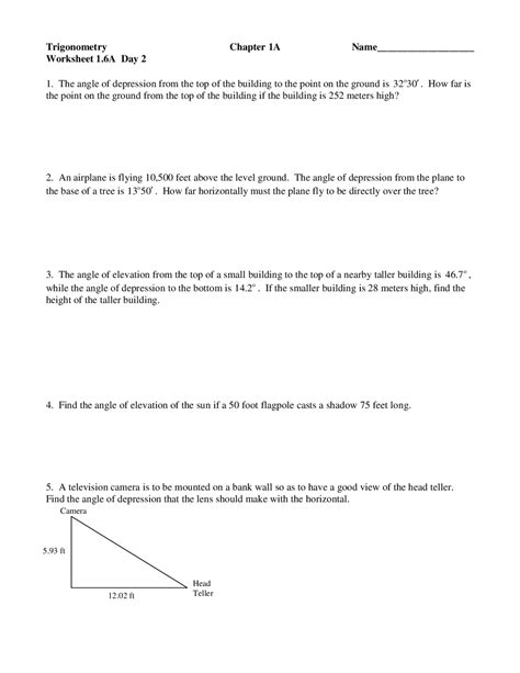 Angle From Building Trignometry Practice Problems Exercises Trigonometry Docsity