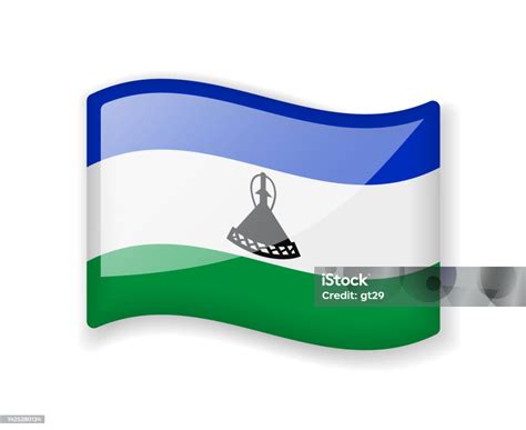 Bendera Lesotho Bendera Bergelombang Ikon Mengkilap Cerah Ilustrasi Stok Unduh Gambar Sekarang