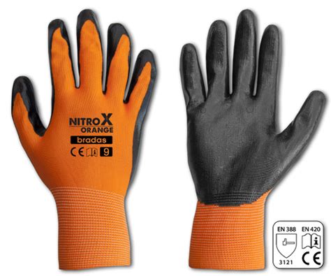 Перчатки защитные NITROX ORANGE нитрил, размер 9 Bradas упаковка 12 пар ...