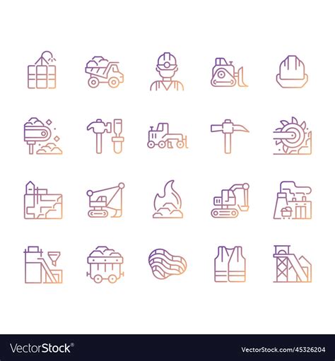 Coal Mining Pixel Perfect Gradient Linear Icons Vector Image