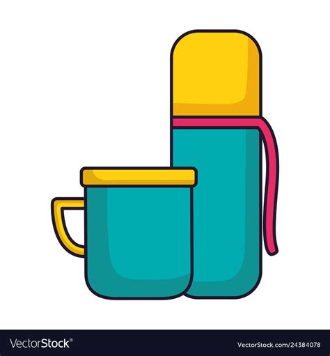 Thermos Bottle And Cup On White Background Vector Image