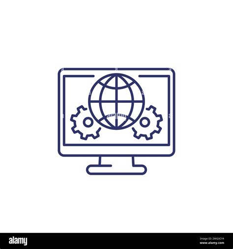 Network Connection Settings Line Icon On White Stock Vector Image