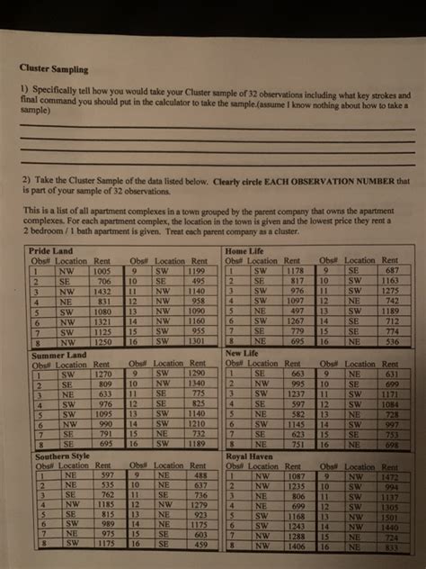 Solved Cluster Sampling Specifically Tell How You Would Chegg