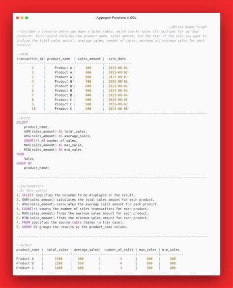 Vivek Kumar Singh On Linkedin 🔍 𝐒𝐐𝐋 𝐄𝐱𝐩𝐥𝐨𝐫𝐚𝐭𝐢𝐨𝐧 𝐀𝐠𝐠𝐫𝐞𝐠𝐚𝐭𝐞 𝐟𝐮𝐧𝐜𝐭𝐢𝐨𝐧𝐬🔍