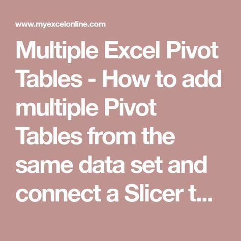Connect Slicers To Multiple Excel Pivot Tables Artofit