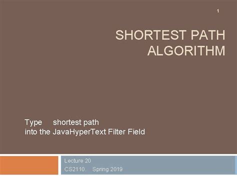 1 SHORTEST PATH ALGORITHM Type Shortest Path Into