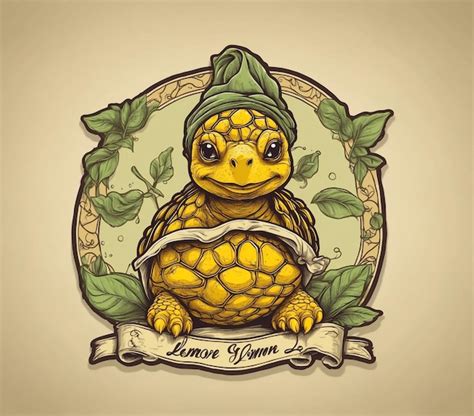 Premium Photo Turtle In A Hat With A Wreath Of Leaves Vector Illustration