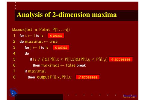 Analysis Of 2 Dimension Maxima Algorithm Lecture Slides Docsity
