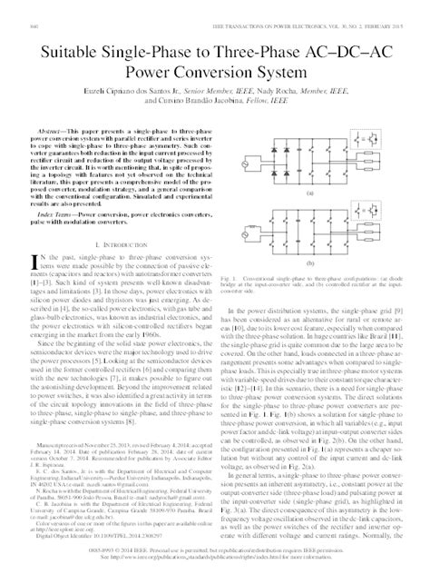 pdf suitable single phase to three phase ac dc ac power conversion system