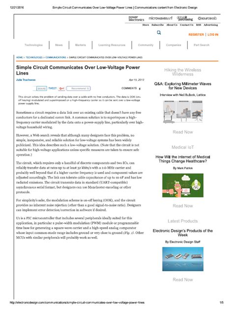 Simple Circuit Communicates Over Low Voltage Pdf