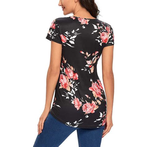 Badu Bg Модна тениска за бременни с щампа с кръгло деколте и къс ръкав Тениска за бременни