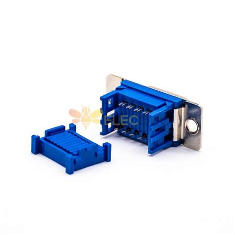9 Pin Db Connector Female Straight Blue Through Hole For Pcb Mount