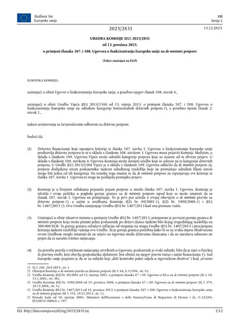 Nova Uredba De Minimis Pdf
