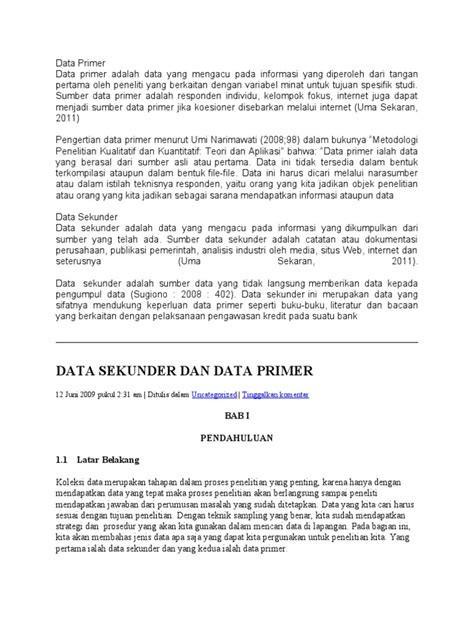 Data Primer Dan Data Sekunder Pdf
