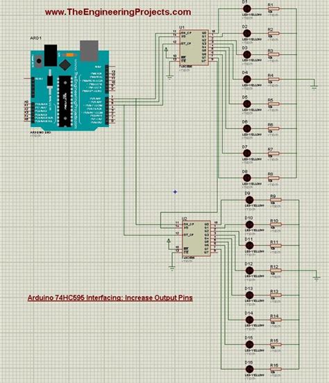 Arduino 74hc595 Interfacing Increase Output Pins The Engineering Projects