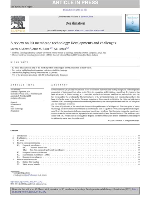 Reverse Osmosispdf Membrane Desalination