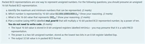 solved packed bcd representations are one way to represent