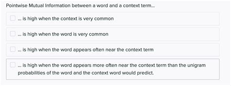 solved pointwise mutual information between a word and a