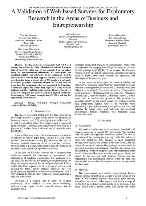 pdf a validation of web based surveys for exploratory research in the