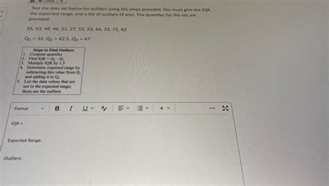 solved test the dota set below for outhers using the steps