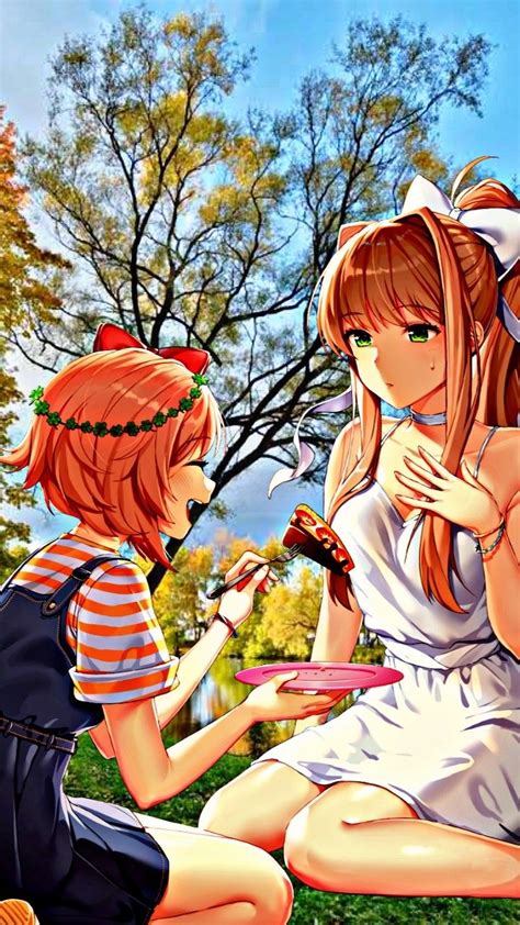 Monika And Sayori Chica Anime Fondo De Anime Arte De Anime