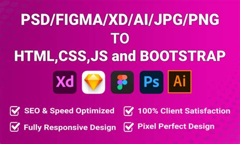 Convert Psd To Html Figma To Html Xd To Html Using Html Css Js By